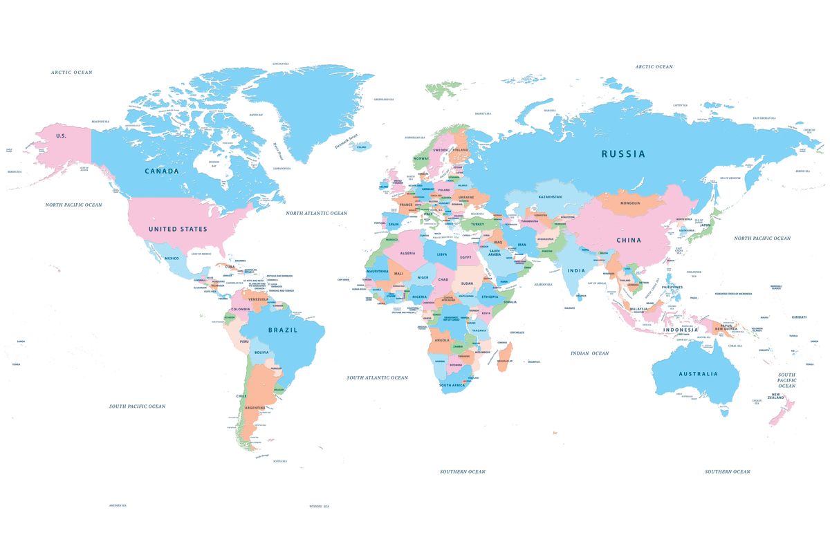 Pastel Countries World Map – Pineapple Licensing