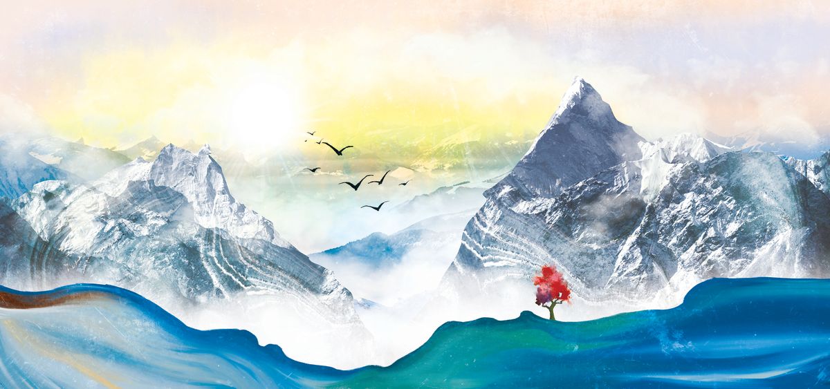 Blazing Tree And Abstract Mountain – Pineapple Licensing