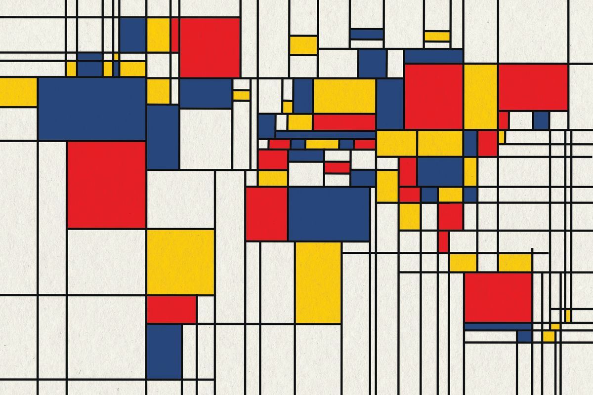 Abstract Squares World Map – Pineapple Licensing