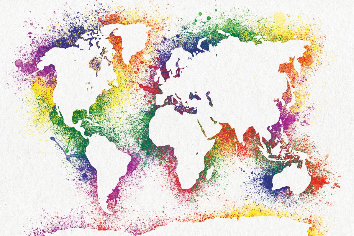 Color Mottled World Map – Pineapple Licensing