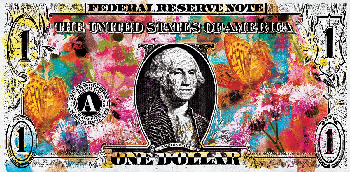 Floral One Dollar Bill – Pineapple Licensing