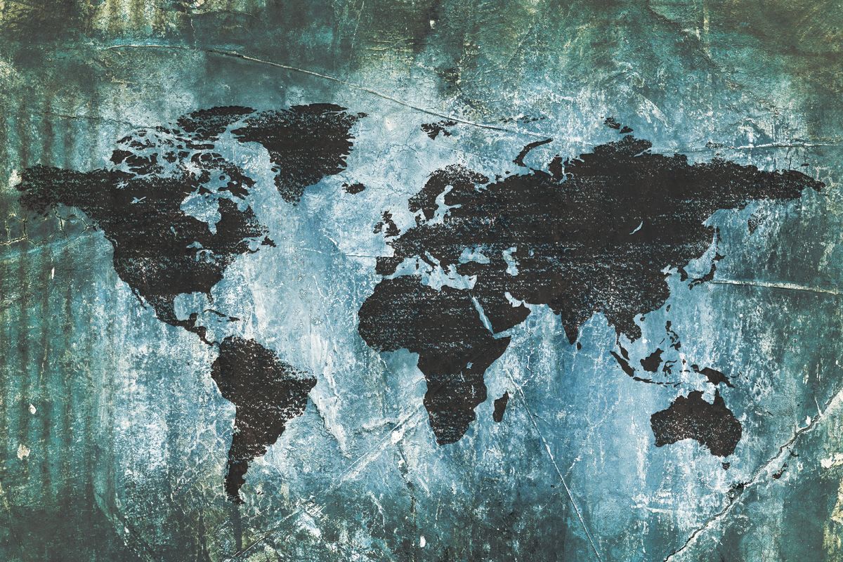 Etched Chalk World Map – Pineapple Licensing