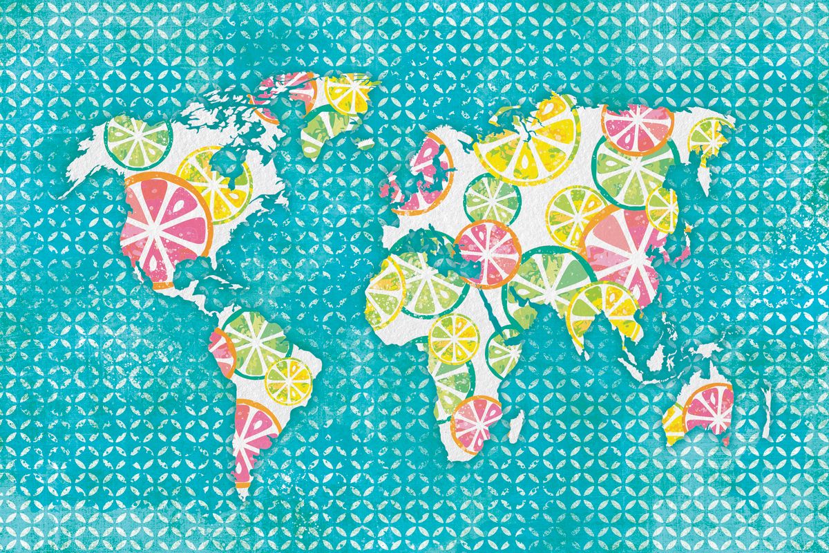 Citrus Slices World Map – Pineapple Licensing