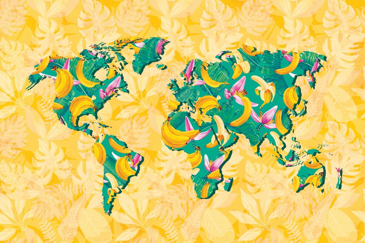 Banana Pattern World Map – Pineapple Licensing