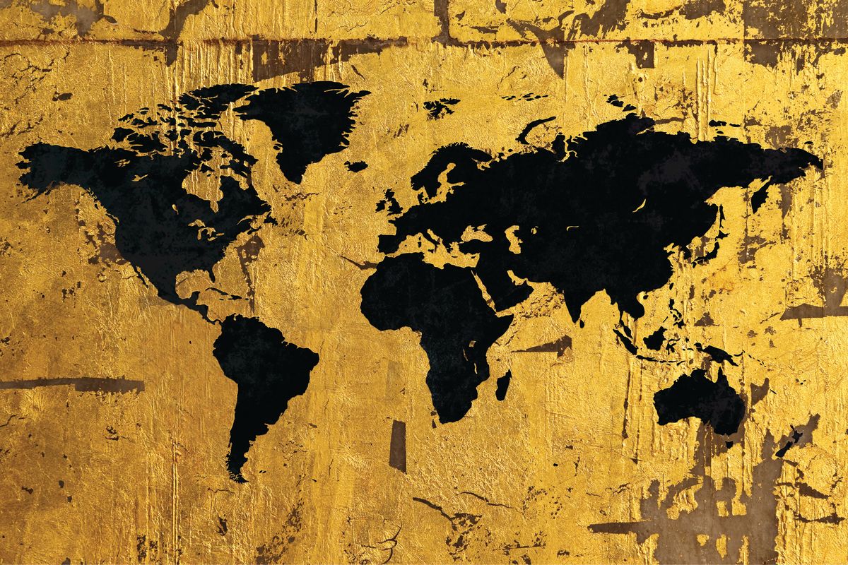 Black On Gold World Map – Pineapple Licensing