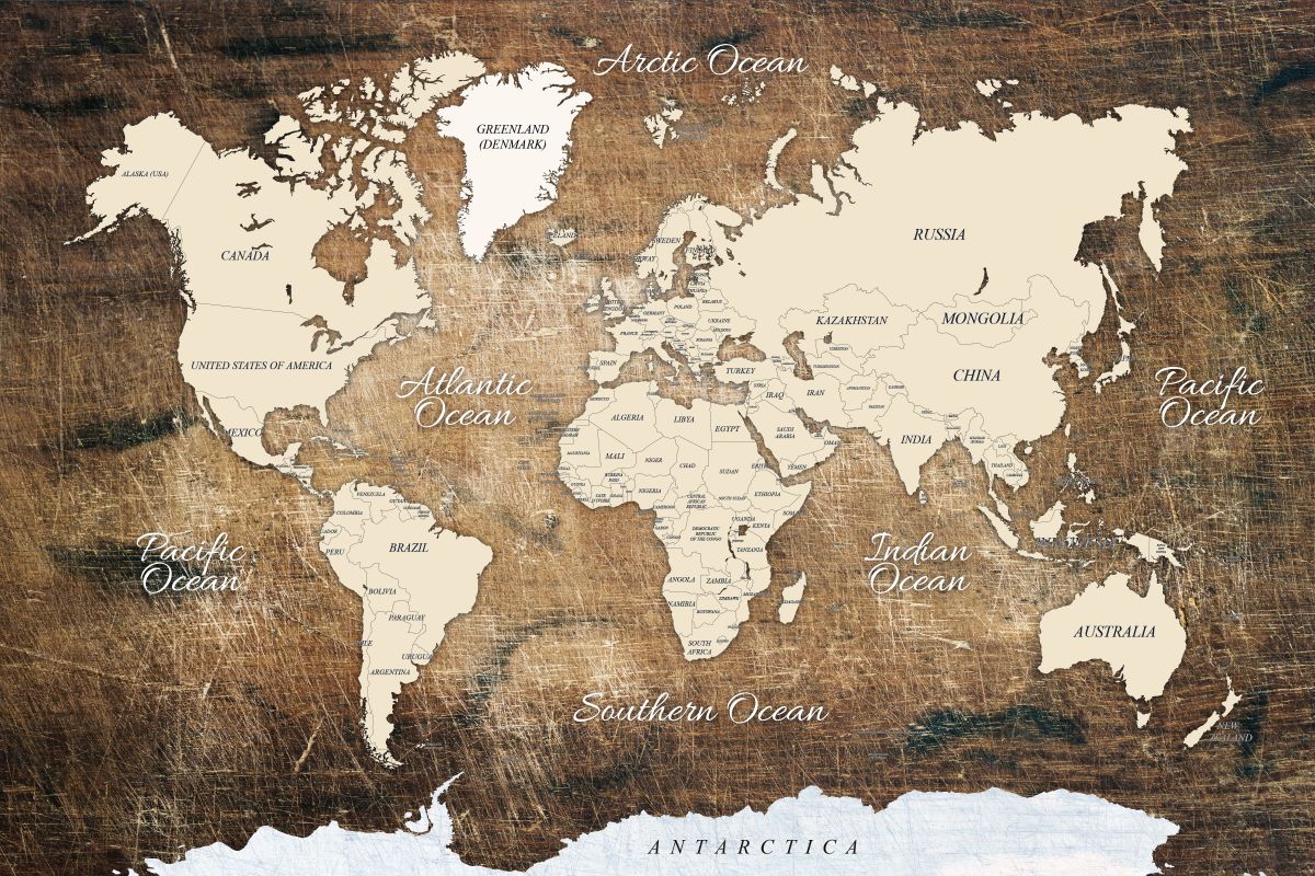 Vintage Map On Wood – Pineapple Licensing