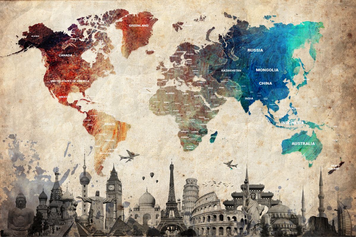 Colorful Abalone World Map – Pineapple Licensing