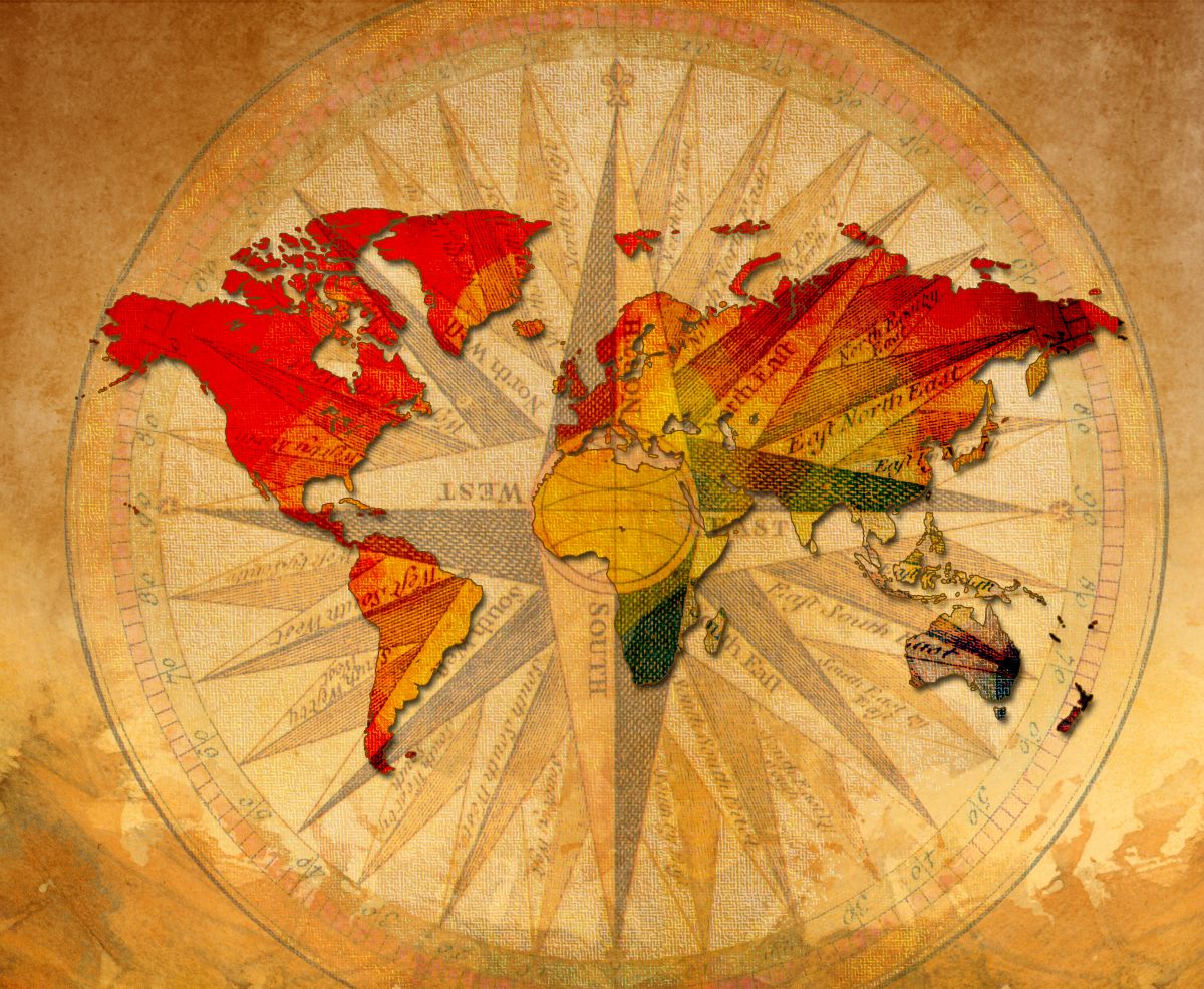 Old Compass World Map – Pineapple Licensing