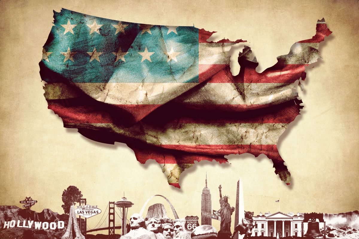 Grunge Flag USA Map – Pineapple Licensing