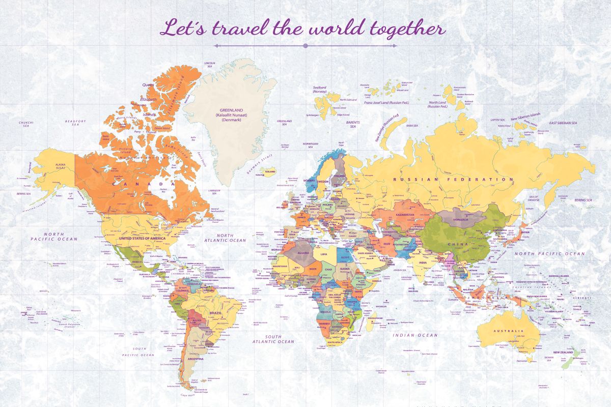 Travel Together IV Push Pin World Map – Pineapple Licensing