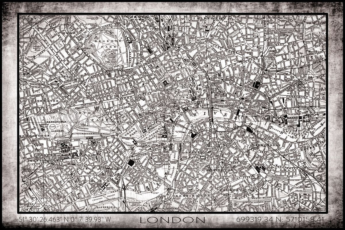 City Map Of London Grunge – Pineapple Licensing