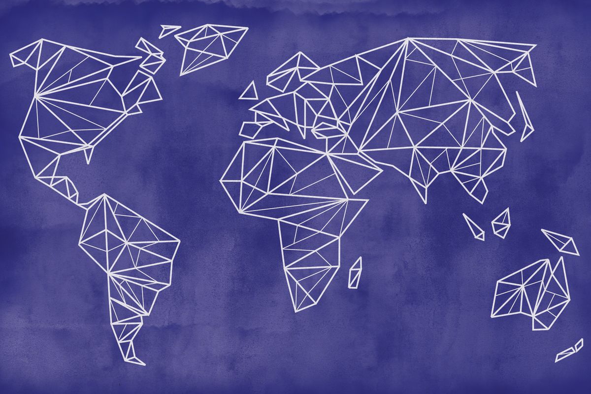 Geometric Indigo World Map – Pineapple Licensing
