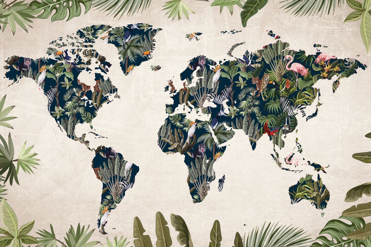 Tropical Forest Animals World Map – Pineapple Licensing