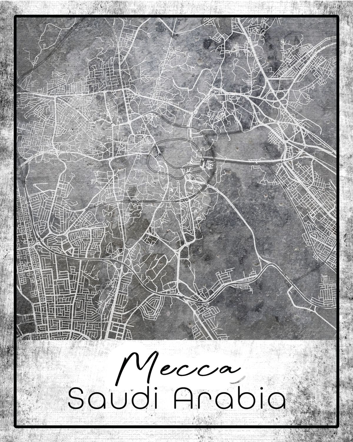City Map Of Mecca Grunge – Pineapple Licensing