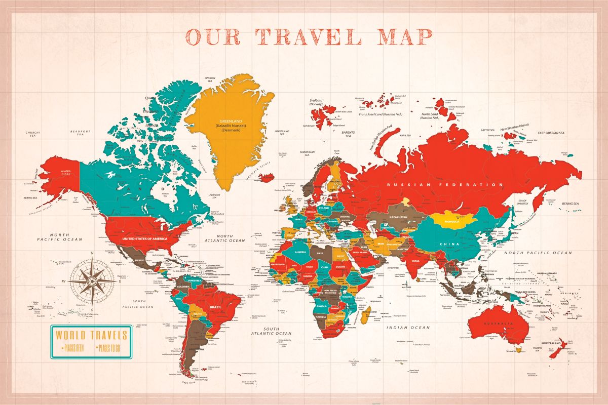 Our Travel III Push Pin World Map – Pineapple Licensing