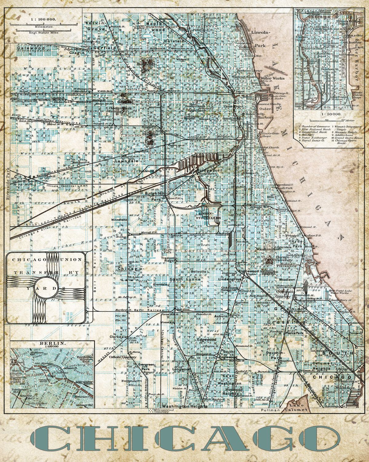 Vintage Chicago City Map – Pineapple Licensing