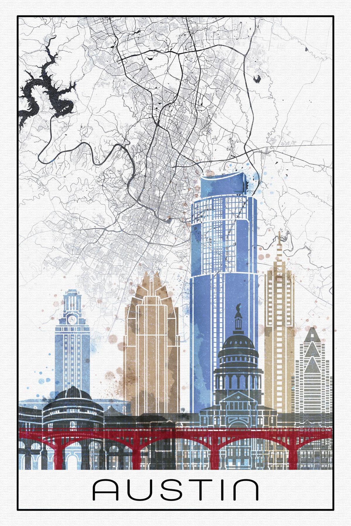 Austin Skyline City Map – Pineapple Licensing