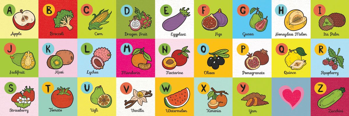Fruits And Vegetables Alphabet Chart – Pineapple Licensing
