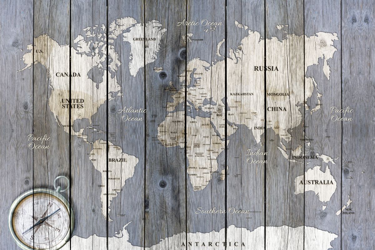 Rustic Wood Map Pineapple Licensing