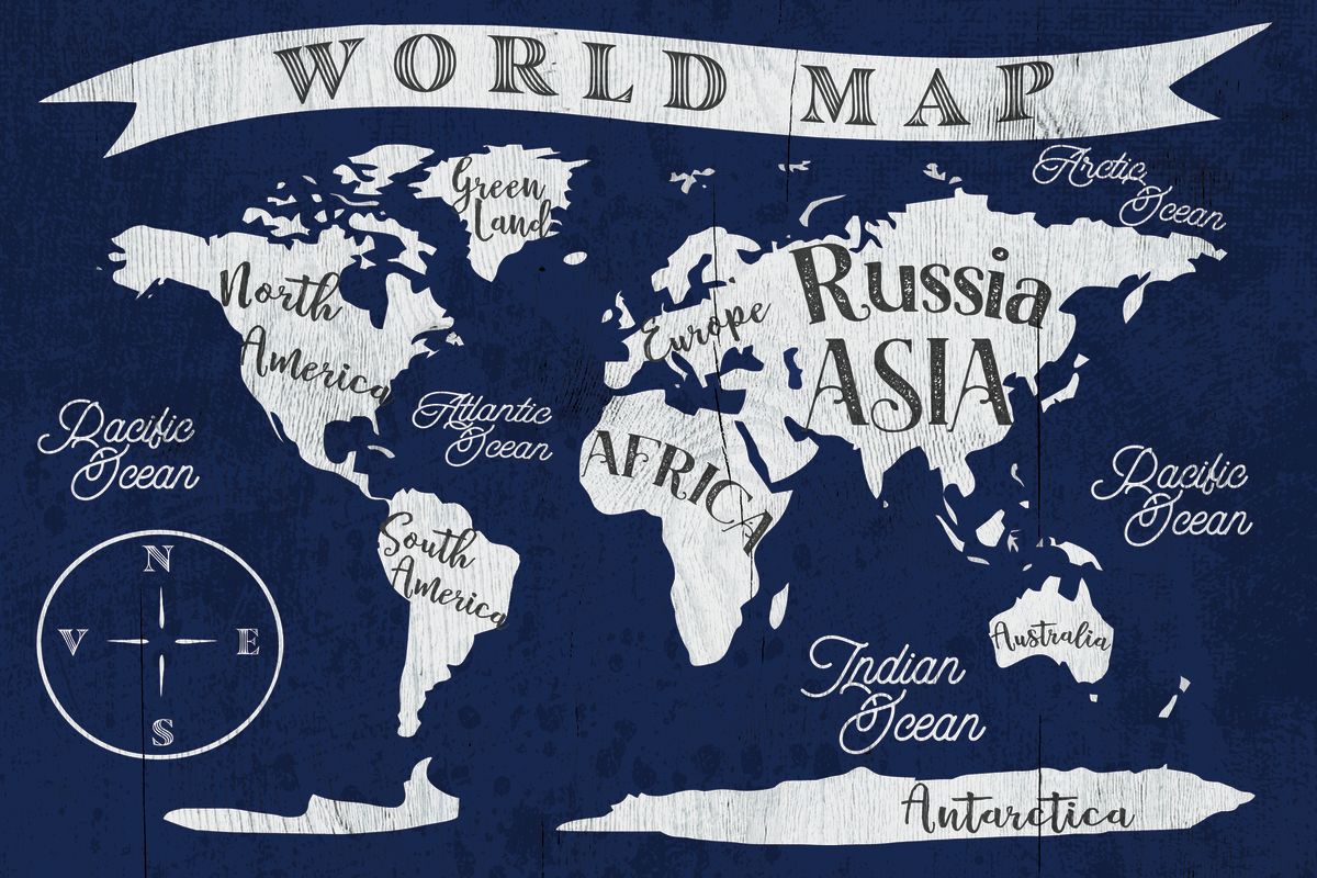 Nautical Navy World Map – Pineapple Licensing