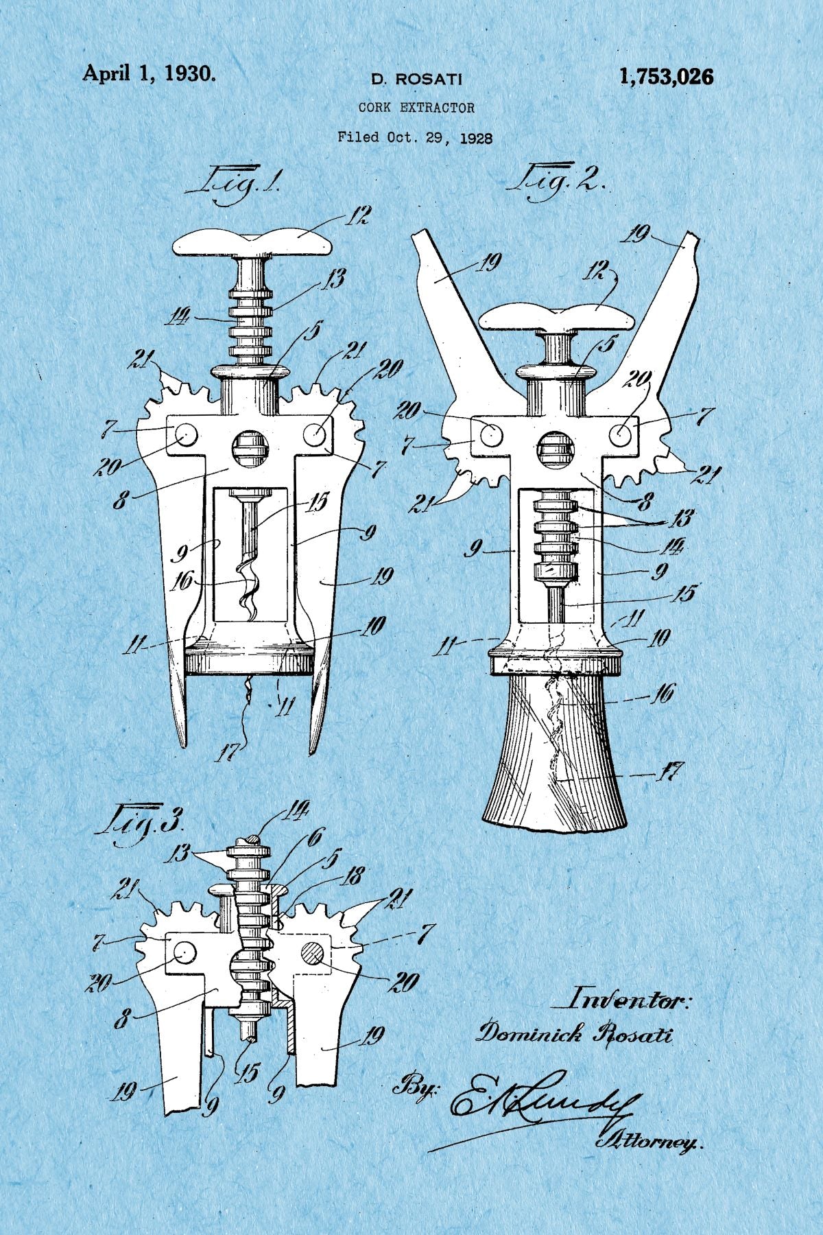 Cork Extractor Blue Patent – Pineapple Licensing