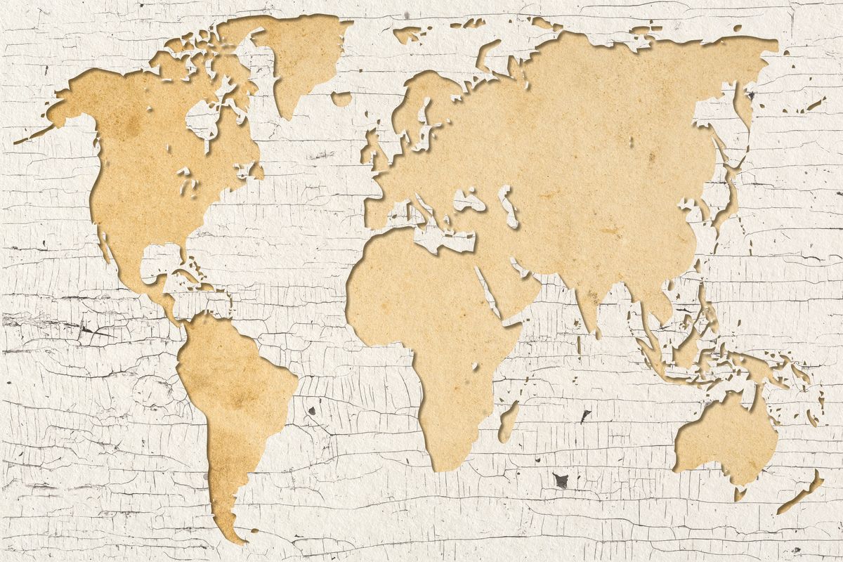 Beige World Map – Pineapple Licensing