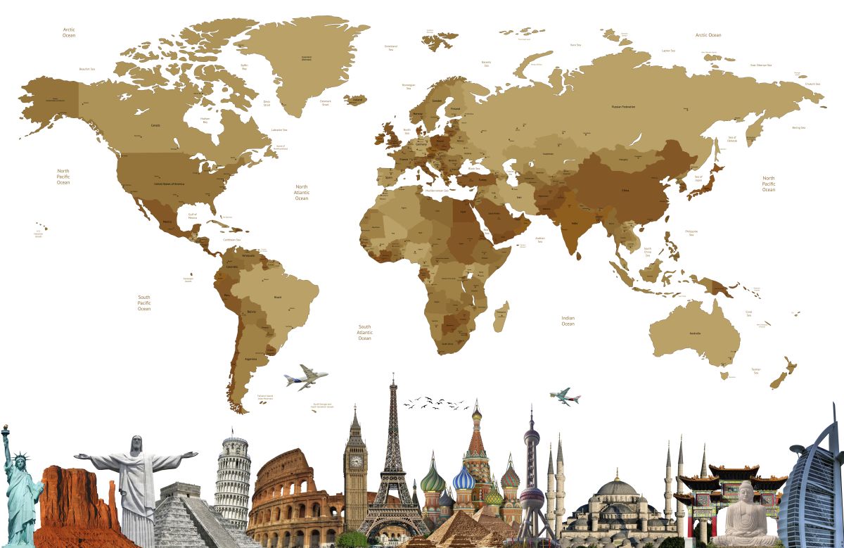 Bronze Modern World Map – Pineapple Licensing