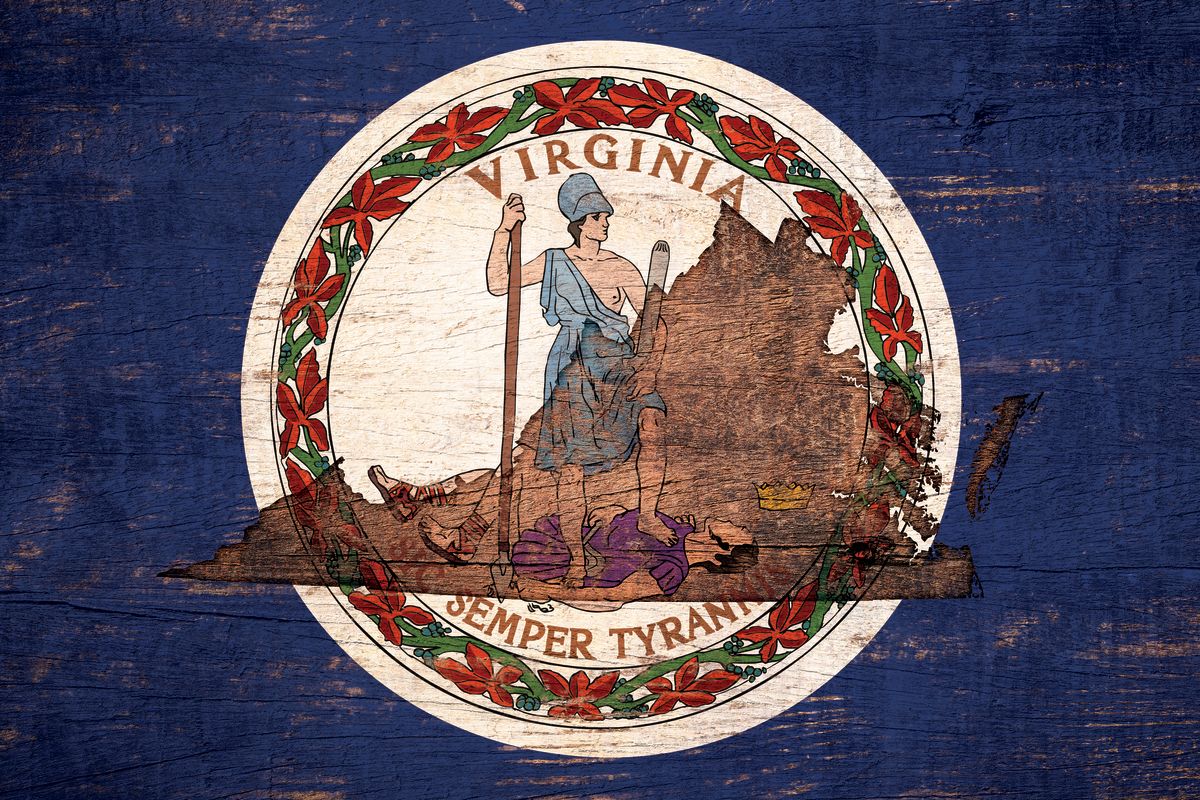 State Map Over Virginia Flag – Pineapple Licensing